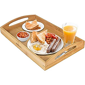 Greenco Bamboo Serving Tray with Handles (Small, Rectangle)