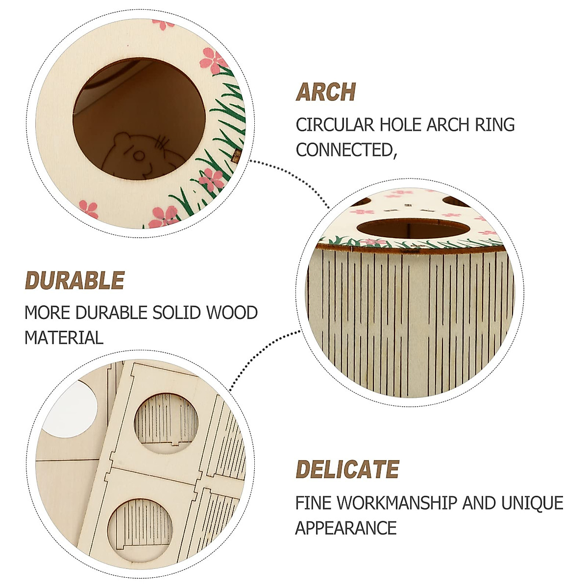 Hamster Tunnel Maze Toy Small Pets Wood Hideout Play Hut Animal Habitat House Exercising Toy Climbing Platform for Dwarf Hedgehog Rat Sugar Glider Gerbil