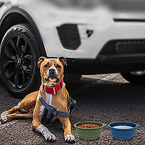 SLSON 2Pack Collapsible Dog Bowl,Integrated Molding Travel Bowl No Plastic Rim Pet Feeding Bowls for Walking Traveling Outdoors,600ML (Navy Blue+Dark Green)