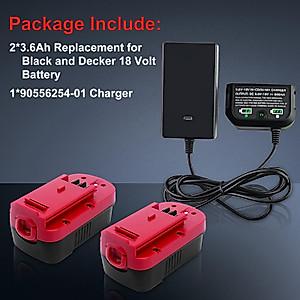 2Packs HPB18 3.6Ah 18Volt Replacement for Black and Decker 18V Battery Compatible with Black and Decker HPB18 244760-00 FS18FL and 90556254-01 Charger for Black and Decker 9.6V-18V Ni-Cd&Ni-Mh Battery