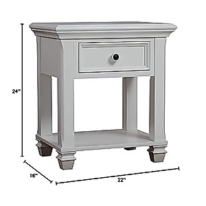 Baby Cache Glendale 1 Drawer Nightstand, Pure White
