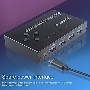 KCEVE USB 3.0 Switch, USB Switcher Selector 4 Computer Sharing 4 USB Devices Printer, Scanner, Mouse, Keyboard, Compatible with Mac/Windows/Linux, with 4 Pack USB 3.0 Cables