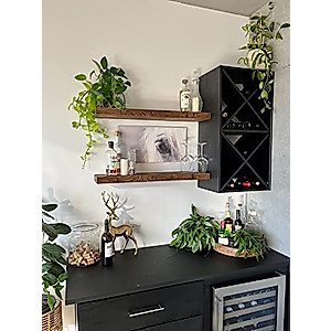 Floating, Wood Shelf, Reclaimed, Rustic, Shelves, 1800's, Antique, Vintage, Patented Easy Hang, 2" Thick x 7" deep x 36", Set of Two, Medium Brown