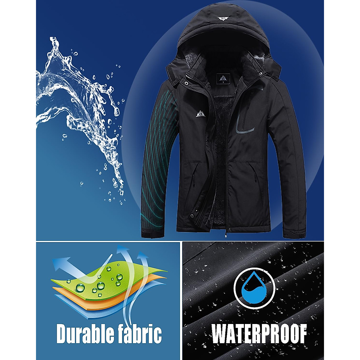 MOERDENG Women's Waterproof Ski Jacket Warm Winter Coat Outdoor Windbreaker Hiking Snowboarding Jacket