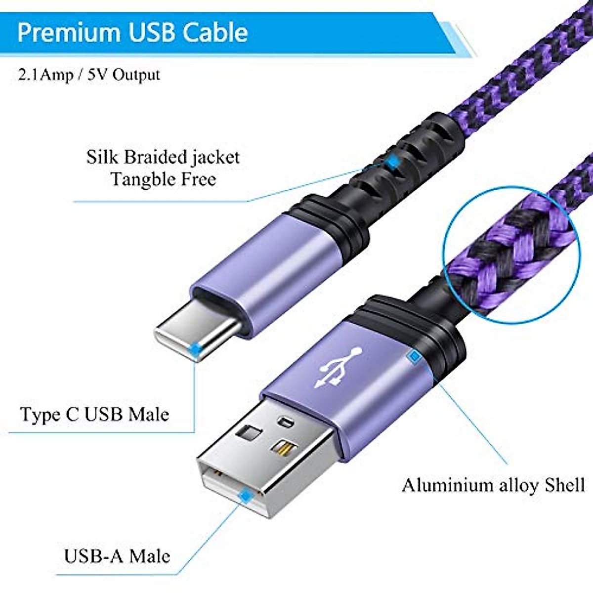 C Charger Cable Fast Charging Phone Android Power Cord 4Pack for Samsung Galaxy S22+ S22 Ultra S22 Plus Note 21/20 Ultra, S21+/S20 Plus/S21 S20 FE/S10 Plus/S9 A11/A21/A51/A71 Google Pixel 5 4A XL