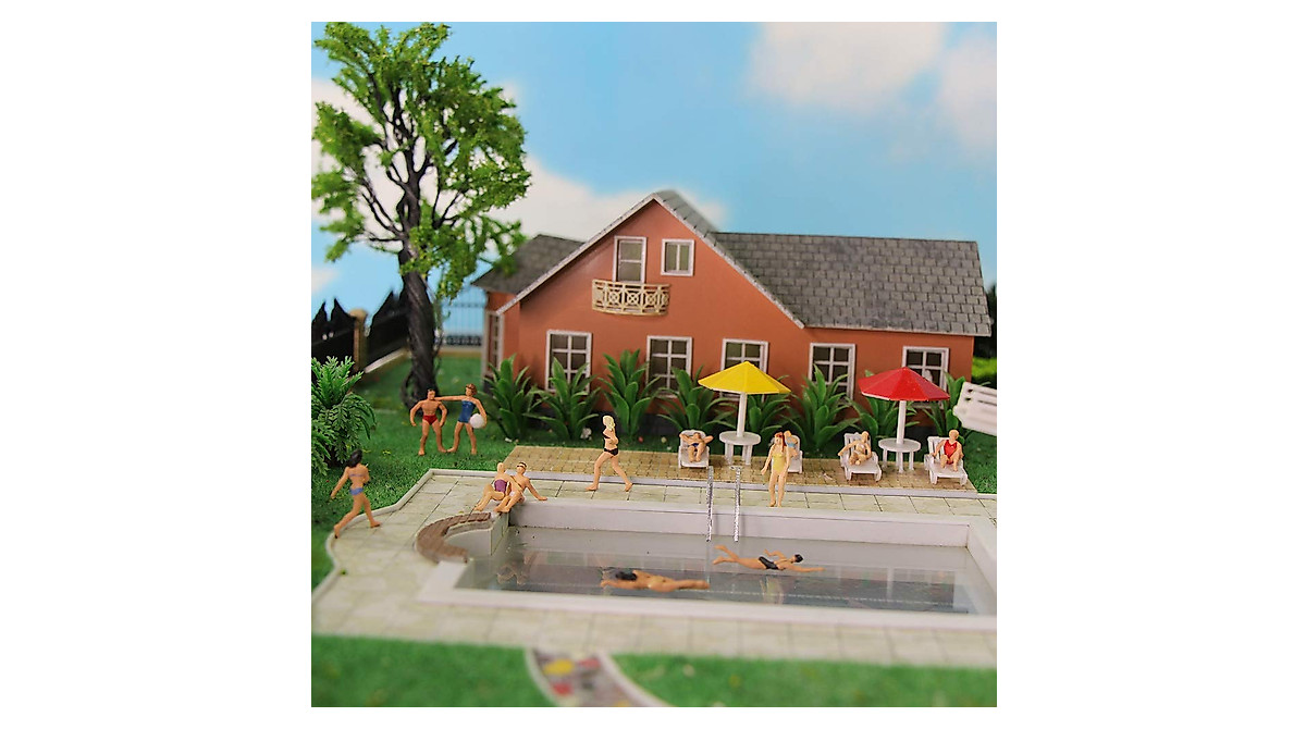 Evemodel 40pcs HO Scale Swimming Figures for Model Train Layouts
