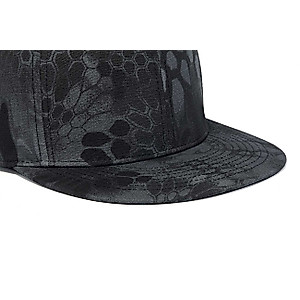 Quanhaigou Cool Snapback Hat Hip Hop Flat Bill Visor Cap - Black Grey Camo Unisex Adult Adjustable Baseball Hats (Black Grey)