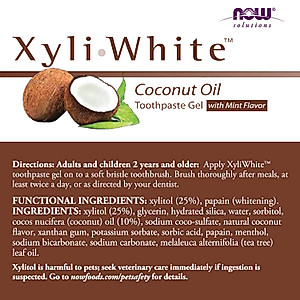 NOW Solutions, Xyliwhite™ Toothpaste Gel, Coconut Oil, Cleanses and Whitens, Cool Coconut-Mint Taste, 6.4-Ounce