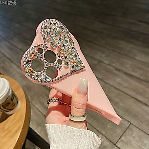 IAIYOXI Cute 3D Glitter Case for iPhone 14 Pro Max, Sparkling Aesthetic Heart Gems Bling Case, Pretty Shine Colorful Diamond Soft TPU Bumper Case for Women Girl-iPhone 14 Pro Max, White