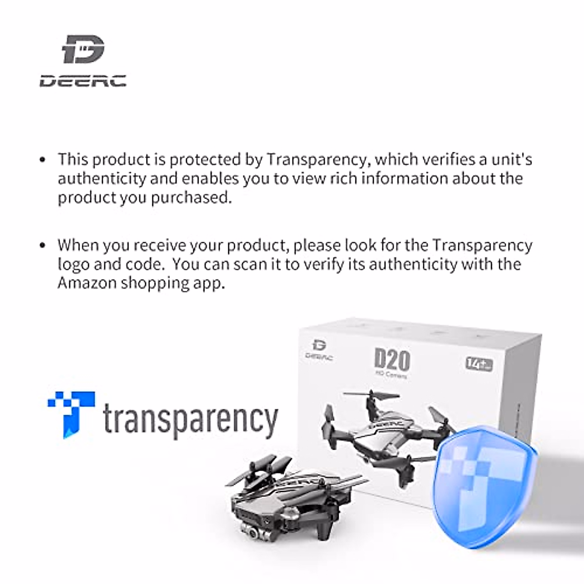 DEERC D20 Mini Drone for Kids with 720P HD FPV Camera Remote Control Toys Gifts for Boys Girls with Altitude Hold, Headless Mode, One Key Start Speed Adjustment, 3D Flips 2 Batteries, Silver