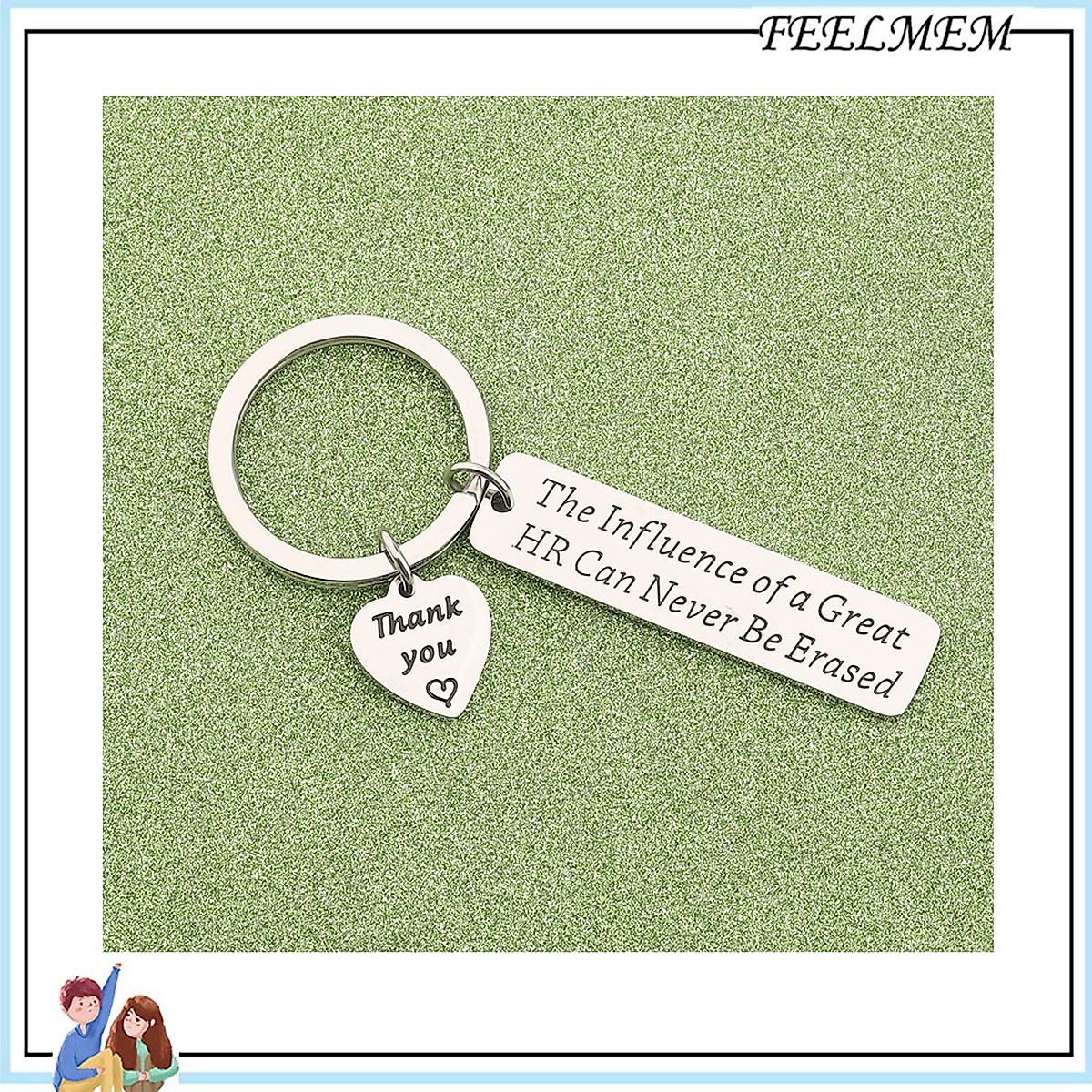 FEELMEM HR Gift The Influence of a Great HR Can Never Be Erased Keychain HR Director Jewelry Thank You Gift for HR Manager Coworker Gift Human Resources Jewelry (HR)