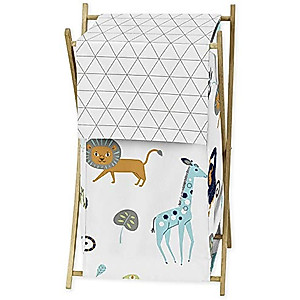 Turquoise and Navy Blue Safari Animal Baby Kid Clothes Laundry Hamper for Mod Jungle Collection by Sweet Jojo Designs