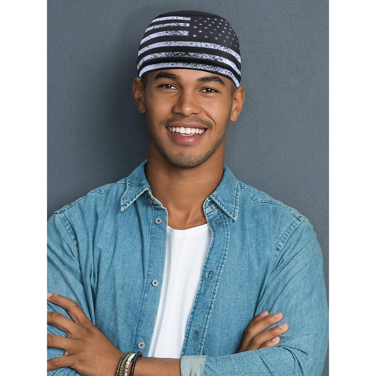 Geyoga 4 Pieces Cooling Skull Cap Sweat Wicking Helmet Liner Running Beanie Cycling Cap Liner for Men Women (Retro Style)