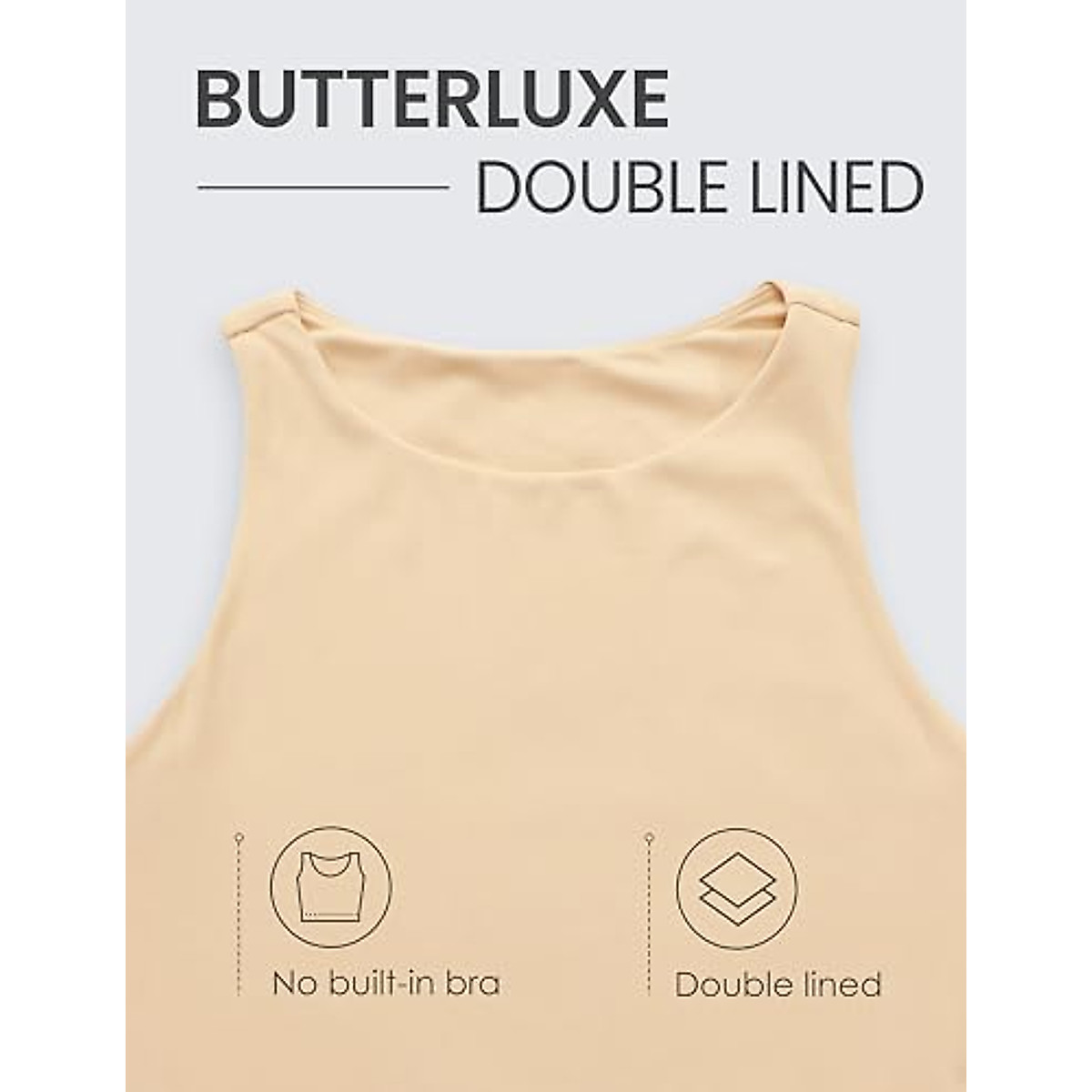 CRZ YOGA Womens Butterluxe Double Lined Cropped Tank Tops High Neck Racerback Tanks Sleeveless Casual Workout Crop Top Tan Milkshake Small