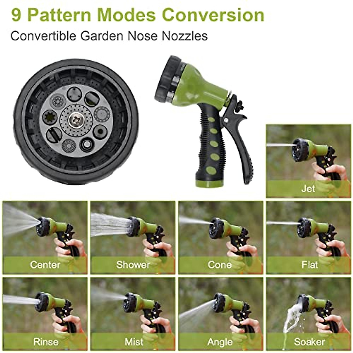 Automatic Hose Reel Retractable,Garden Hose Reel with Wall Mount,Water Hose Reels for Outside,1/2''x 92+6.5Ft Water Hose,9 Pattern Hose Nozzle,180° Swivel Bracket,Any Length Lock for Garden Hose Reel