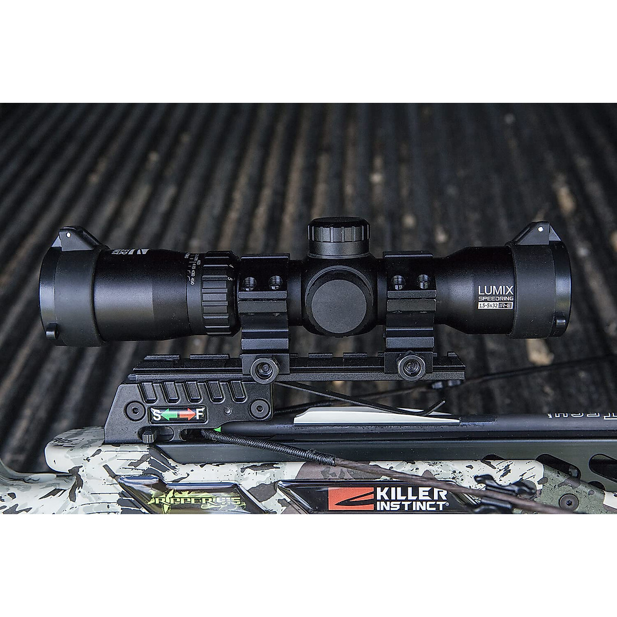 Killer Instinct's Lumix Speedring™ Crossbow Scope! This Scope Has an Adjustable Ring for Varying Speeds If You are Using Our Heavier Hypr KE Crossbow Bolts! This Scope is 1.5-5 X 32