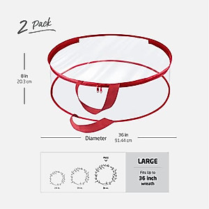 ZOBER Christmas Wreath Storage Container - 36 Inch Plastic Wreath Storage Bag - Dual Zippered Wreath Bag - Durable Stitch Reinforced Handles - Wreath Christmas Storage - 2 Pack