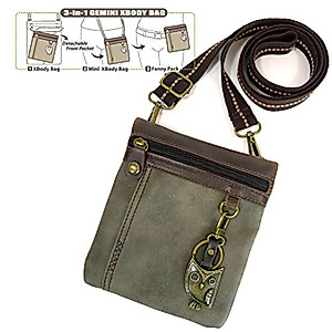 Chala Gemini Vegan Leather Crossbody Bag "Owl" Stone Gray