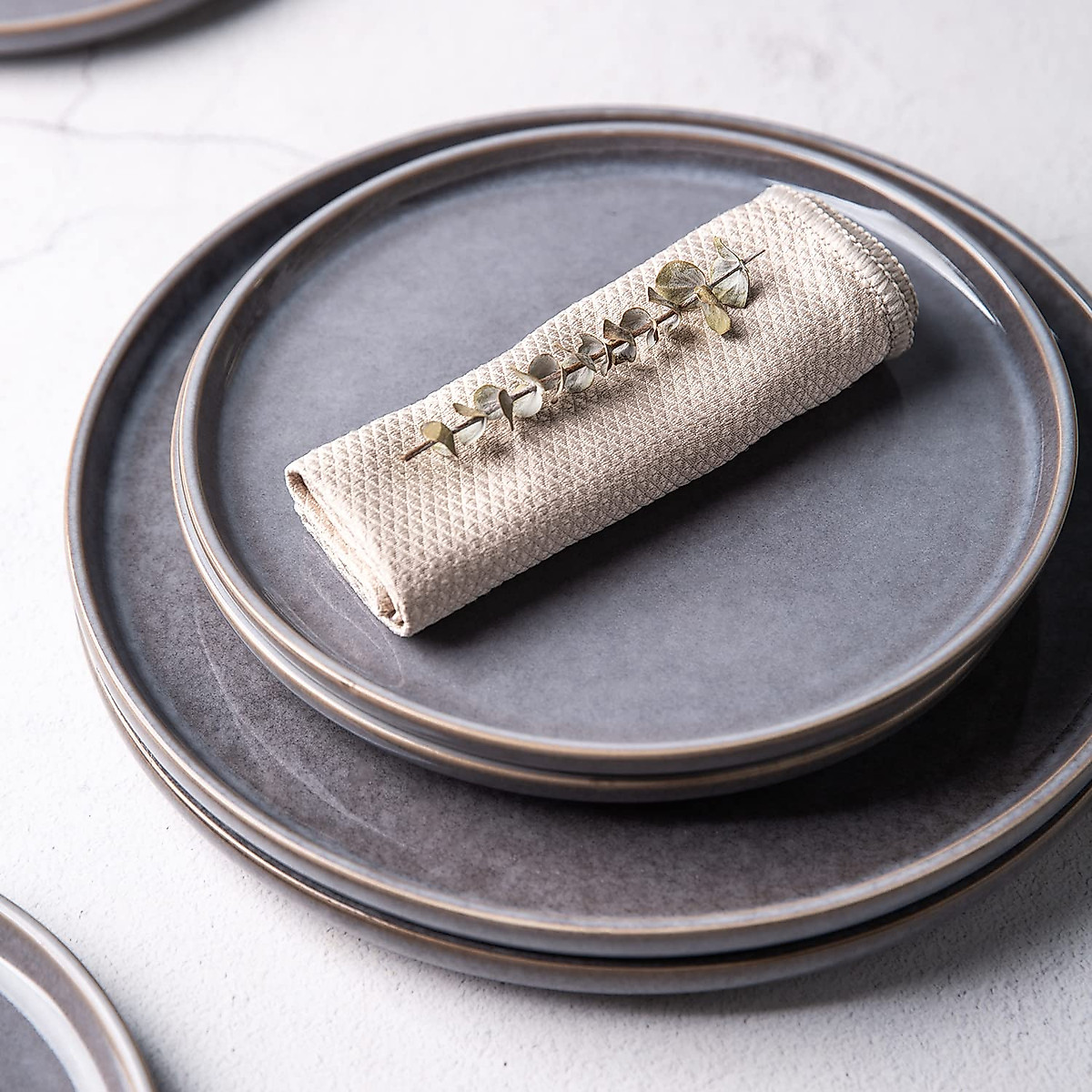 AmorArc Dinner Plates Set of 6, 10.5 Inch Reactive Glaze Ceramic Plates Set, Microwave, Dishwasher Safe, Scratch Resistant, Modern Large Dinnerware Dishes Set Kitchen Stoneware Plates