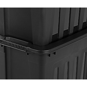 IRIS USA 20 Gallon Utility Totes with Easy-Grip Handles, 4 Pack - Black, Heavy-Duty Durable Stackable Storage Containers, Large Garage Organizing Bins Moving Tubs, Rugged Sturdy Camping Equipment