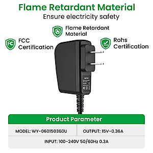 15V Shaver Charger Cord Fit for Philips Norelco HQ8505 9000 7000 5000 3000 Series Electric Shaver Razor,Aquatec,Arcitec,Multigroom Beard Trimmer Replacement HQ8505 Adapter Power Cord (15V 0.36A 5.4W)