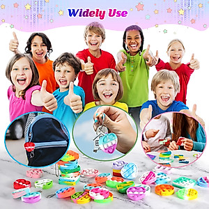 30 PCS Pop Fidget Toys Its Party Favors for Kids 4-8,8-12, 3 Shape Pop Keychain It Kids Bulk Fidgets Toys Small Prizes for Kids Classroom Birthday Toys Party Fidget Pack Popper Toy Gift for Girls Boys