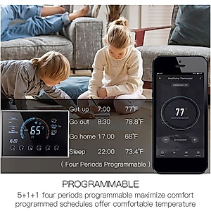 Creawonlas WiFi Thermostat for Home Heat Pump Suitable for Air and Ground Energy Heat Pumps, Programming Thermostat Voice Control Compatible with Alexa Google Home, C-Wire Adapter Included