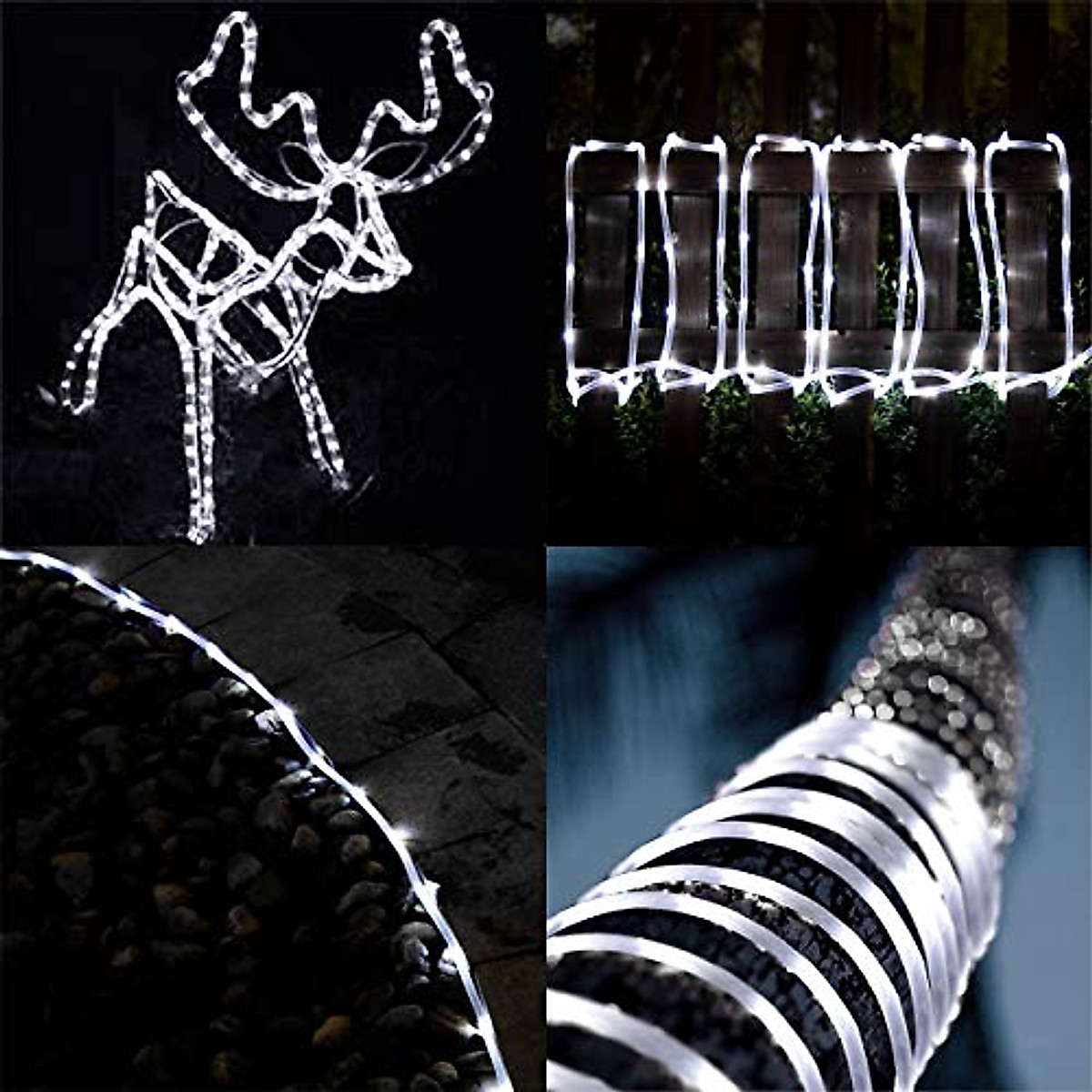 GIGALUMI 2 Pack Solar Rope Lights Outdoor, Each with 100 LEDs 35.7 Feet 8 Modes, Solar Rope String Lights Outdoor, Solar String Lights Outdoor for Garden Fence Patio Yard Party Christmas Decorations
