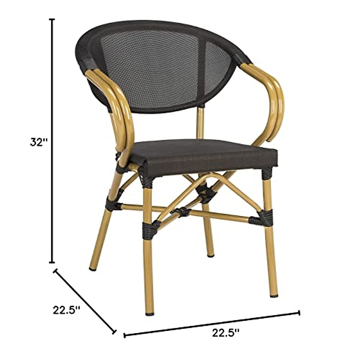 Safavieh PAT4015A-SET2 Outdoor Collection Burke Black Stacking Arm Chair