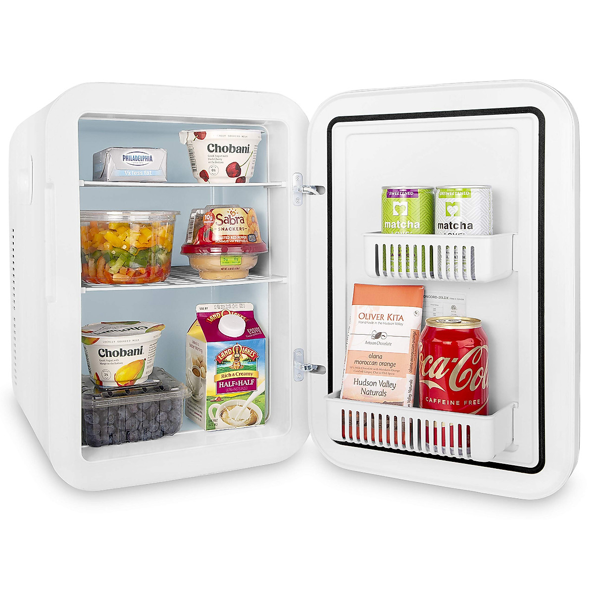 Cooluli 20L Mini Fridge For Bedroom - Car, Office Desk & College Dorm Room - Glass Front & Digital Temperature Control - 12v Small Refrigerator for Food, Drinks, Skincare, Beauty & Breast Milk (Black)