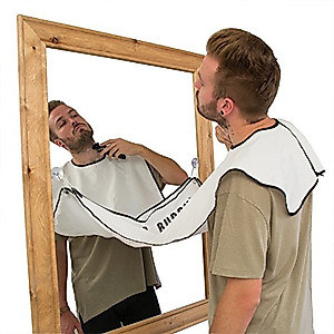 Fizz Creations Beard Buddy Shaving Bib - Attaches to Mirror with Suction Cups for Mess Free Styling Trimming, White, 1 Count (Pack of 1), 3003