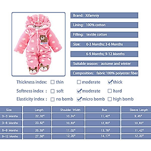 XIFAMNIY Baby Girls Boys Newborn Fleece Jumpsuit Footie Hooded Warm Thicken Snowsuit Outwear for Winter