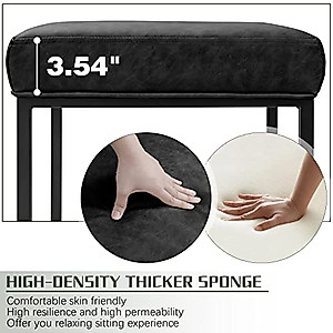 Homall Bar Stools, Counter Height 24" Barstools Set of 2 for Kitchen Island, Bar Chairs PU Leather Backless Modern Square Stool with Thick Cushion and Metal Steel Frame (Black)