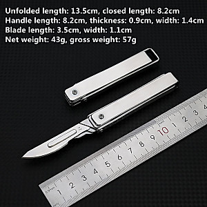 SZHOWORLD Creative Stainless Steel Folding Knife, Utility EDC Pocket Knife with #24 Replaceable Blade, for Outdoor Camping, Hunting, Fishing, Hiking for Men & Women