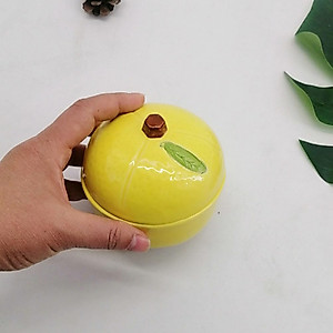 SHOWERORO Lemon Bowl Ornament Container Soup Bowls with Lids Pasta Containers Serving Dish Dessert Pot Ceramic Kitchen Jars Lemon-shaped Bowl Steaming Bowl Lemon Shaped Bowl Ceramics Food