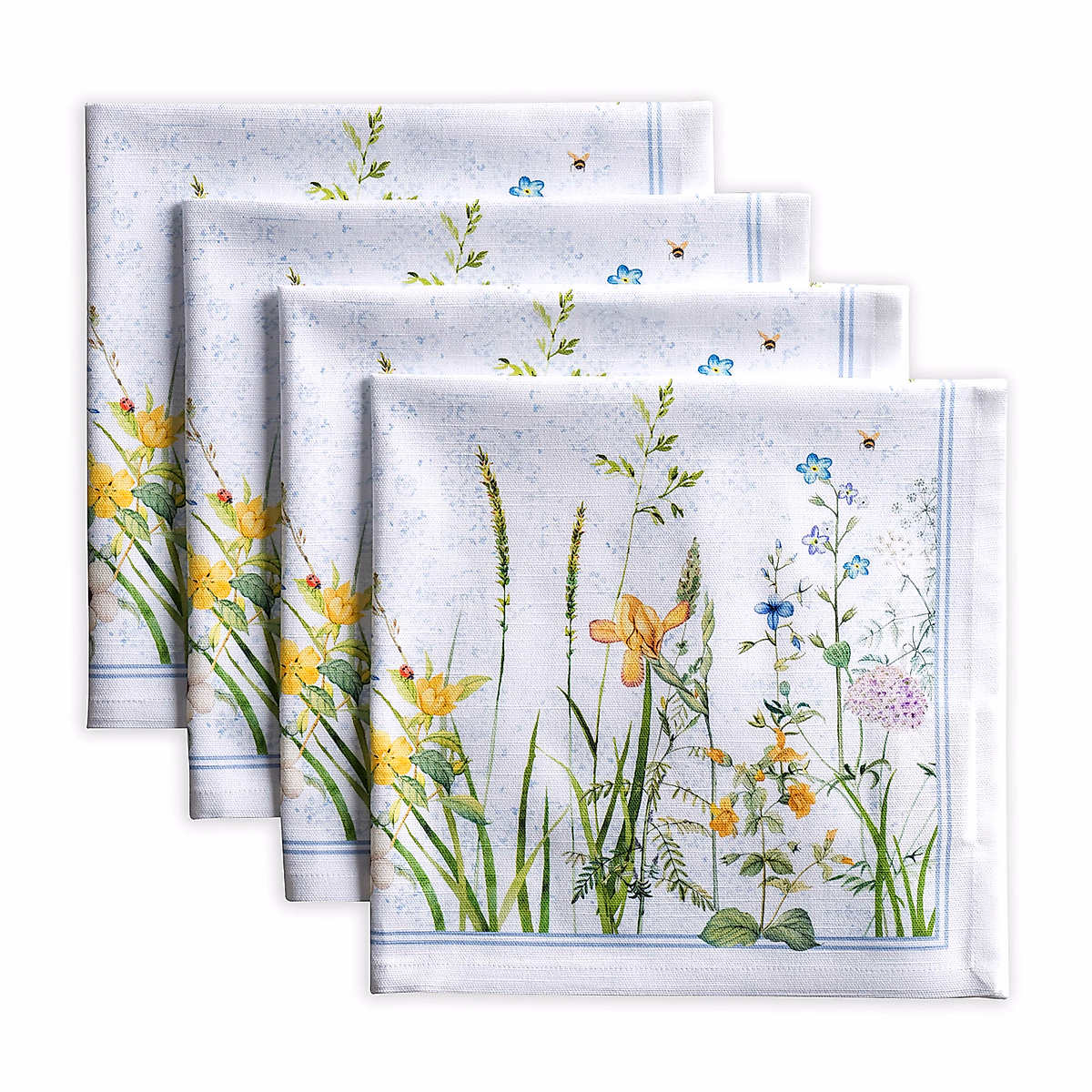 Maison d' Hermine Napkin 100% Cotton 20Inch x 20Inch Set of 4 Decorative Washable Cloth Napkins Table Napkin, Dining, Kitchen, Parties & Camping, Fleurs De Mai - Spring/Summer