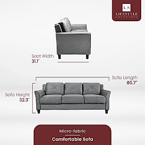 Lifestyle Solutions Collection Grayson Micro-Fabric Sofas, 80.3" x 32" x 32.68", Dark Grey