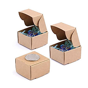 Sdootjewelry Small Gift Boxes 100 Pack, Kraft Gift Boxes Bulk 1.57’’ × 1.57’’ × 0.98’’, Ring Boxes Bulk, Small Cardboard Boxes for Jewelry Packaging, Brown