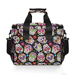 Baofu Large Skull Picnic Lunch Bag Insulated Reusable Tote Bag Freezable Portable Leakproof Lunch Box Waterproof Cooler Premium Basket For Picnic Travel Camping