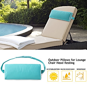 Enipate Outdoor Chaise Lounge Head Pillow, Pack of 2 Water Resistant Headrest Pillows with Elastic Band for Pool Patio Chairs