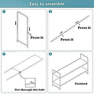 AOODA 2 Tier Long Shoe Rack for Closet Stackable Wide Low 18-Pairs Fabric Shoe Shelf Storage Organizer for Floor,Bedroom (Bronze)