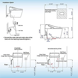 WOODBRIDGE B0960S Auto Flush, Auto Open & Auto Close, 1.28 GPF Single Flush Toilet with Intelligent Smart Bidet Seat and Wireless Remote Control, Chair Height