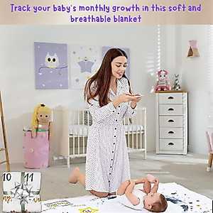 Healthppy Cheery Baby Milestone Blanket, Monthly Baby Milestone Blanket, Milestone Blanket for Baby Boy, Milestone Blanket for Baby Girl, Neutral Baby Stuff (120cm x 140cm)