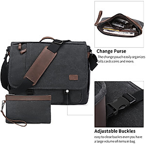 Nerlion Messenger Bag for Men 17-17.3 Inch Laptop Bag Canvas Water-resistant Computer Bag Shoulder Bag Work Briefcase Bookbag for College (Dark Gray)