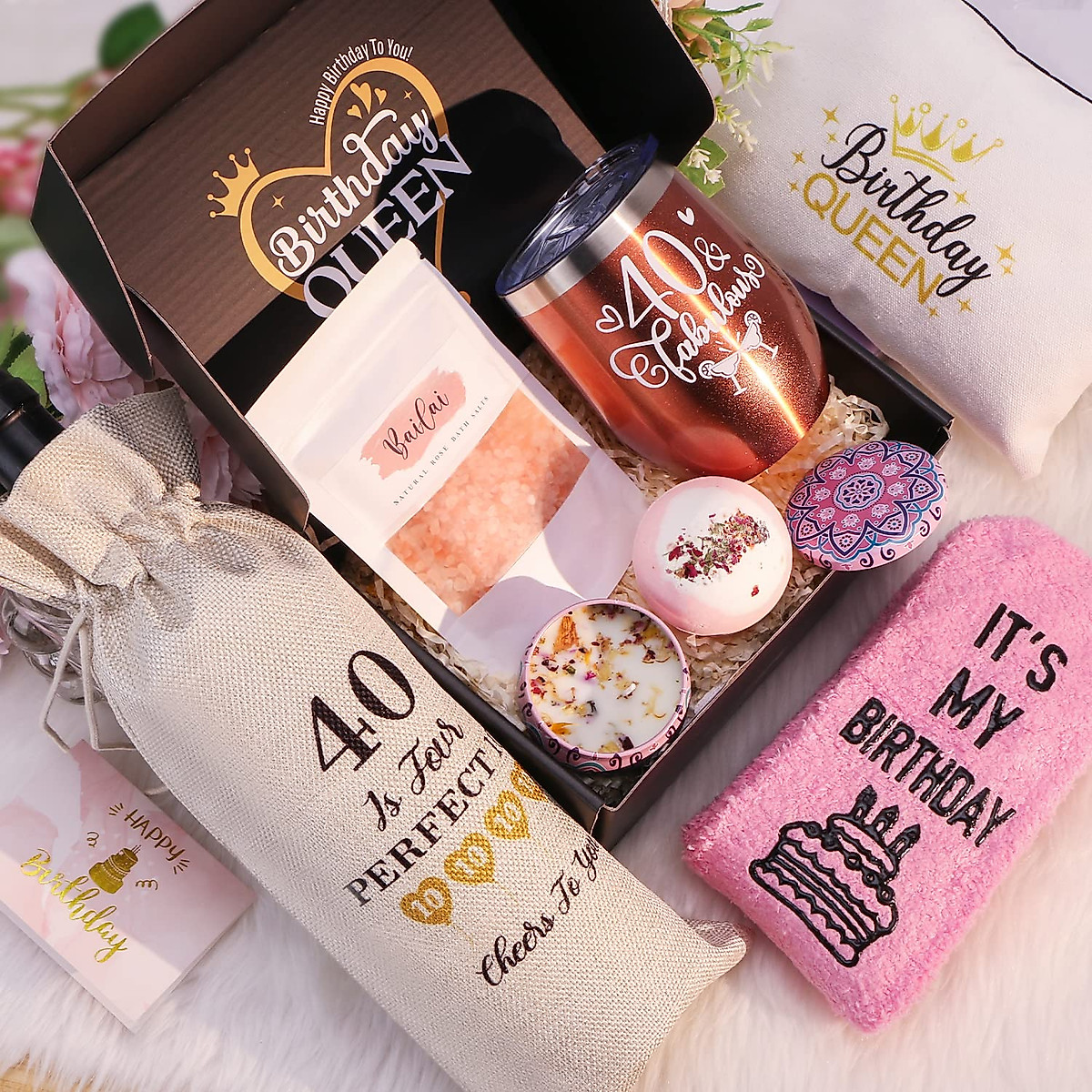 40th Birthday Gifts Women, Happy 40th Birthday Gifts for Women Turning 40 and Fabulous, Funny 40 Years Old Birthday Gift Ideas for Best Friend Female Wife Sister Mom Aunt 40th Bday Gifts Women Tumbler