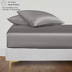 Linenwalas Tencel Lyocell Duvet Cover Set with Deep Pocket Fitted Sheet, Viscose Made from Eucalyptus Soft, Lightweight and Breathable Complete Bedding Set (Light Grey, Queen)