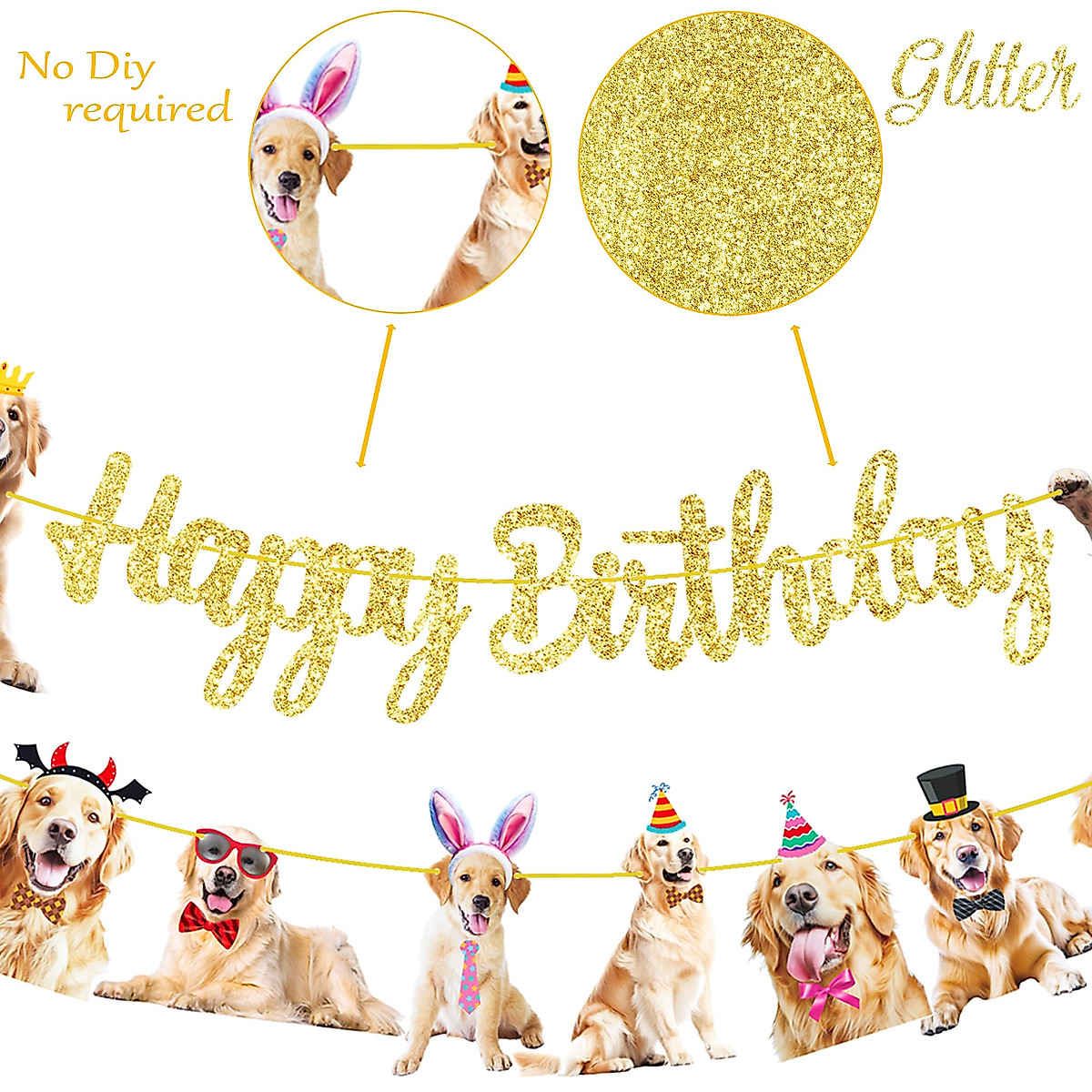 Golden Retriever Birthday Decorations 3Pcs Golden Retriever Birthday Party Banners Dog Birthday Decorations Puppy Dog Party Banners for Dog Birthday Party Supplies