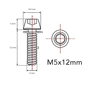 M5x12mm Titanium Bolt with Washers, Bicycle Water Bottle Cage Ti Bolts M5 x 12mm Bolt Hex Screw (4pcs, Multicolored)