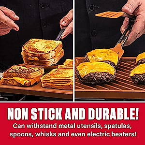 Gotham Steel Nonstick Double Grill Griddle Pan, Brown Reversible with Ti-Cerama Coating, Perfect for BBQs and More As Seen on TV-XL, X-Large