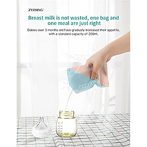 Breast Milk Storage Bags, 6.5-8 Ounces, Liquid Food Bags, Double-Layer self Sealing, Flat Storage, can Stand Upright After Filling.